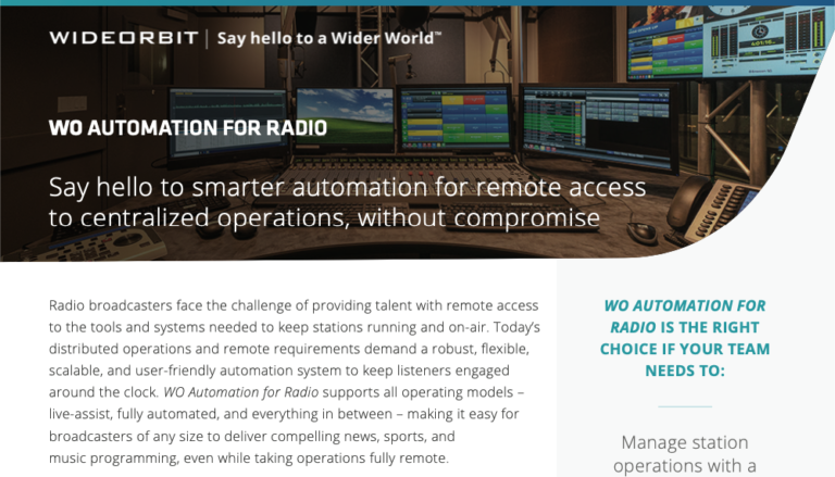 WO Automation for Radio (AFR) - WideOrbit